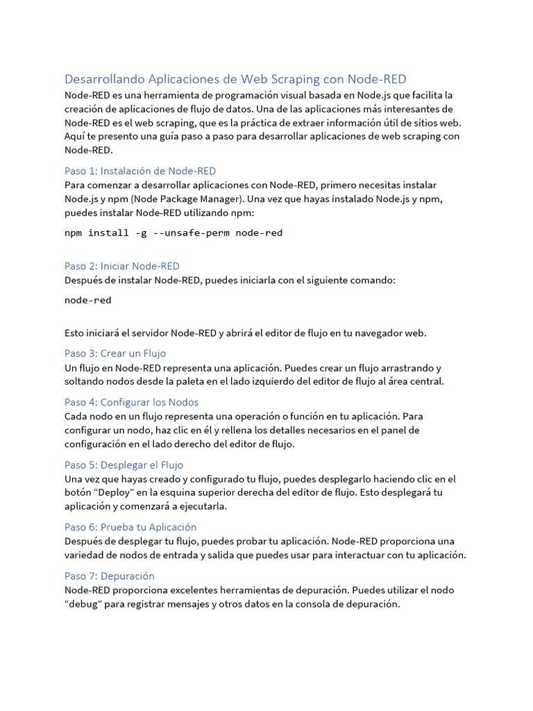 Desarrollando Aplicaciones de Web Scraping Con Node-RED | PDF | Computación en la nube ...