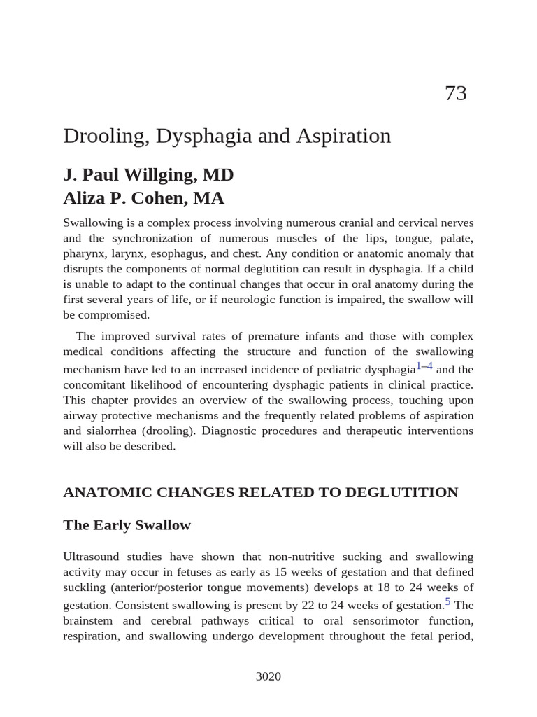 73 Drooling, Dysphagia and Aspiration | PDF