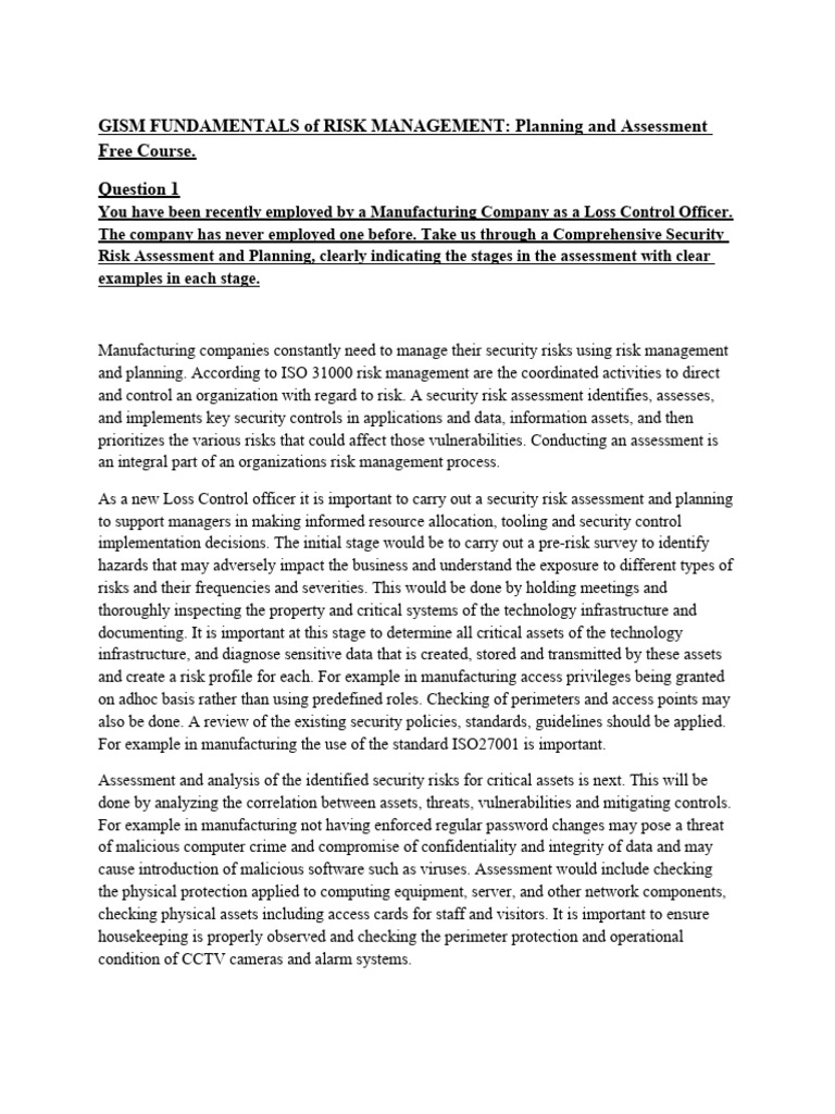 GISM FUNDAMENTALS of RISK MANAGEMENT | PDF | Information Security ...