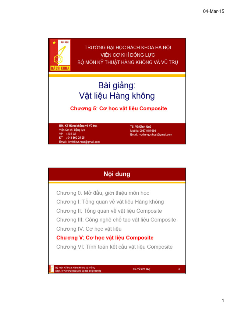 VLHK - VDQuy - Chuong V - Co Hoc VL Composite | PDF