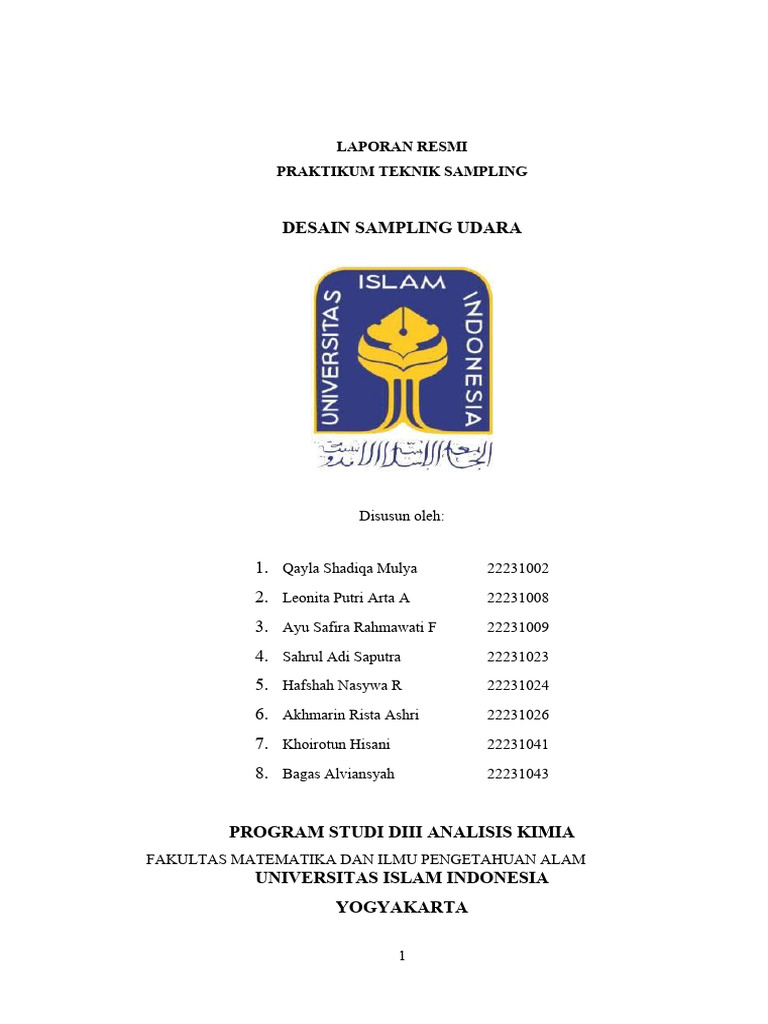 Laporan Resmi Teknik Sampling Kelompok 7&8 - Desain Sampling Udara | PDF Laporan Resmi Teknik Sampling Kelompok 7&8 - Desain Sampling Udara | PDF