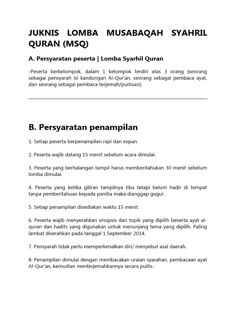 Penilaian LOMBA MUSABAQAH SYAHRIL QURAN | PDF Penilaian LOMBA MUSABAQAH SYAHRIL QURAN | PDF