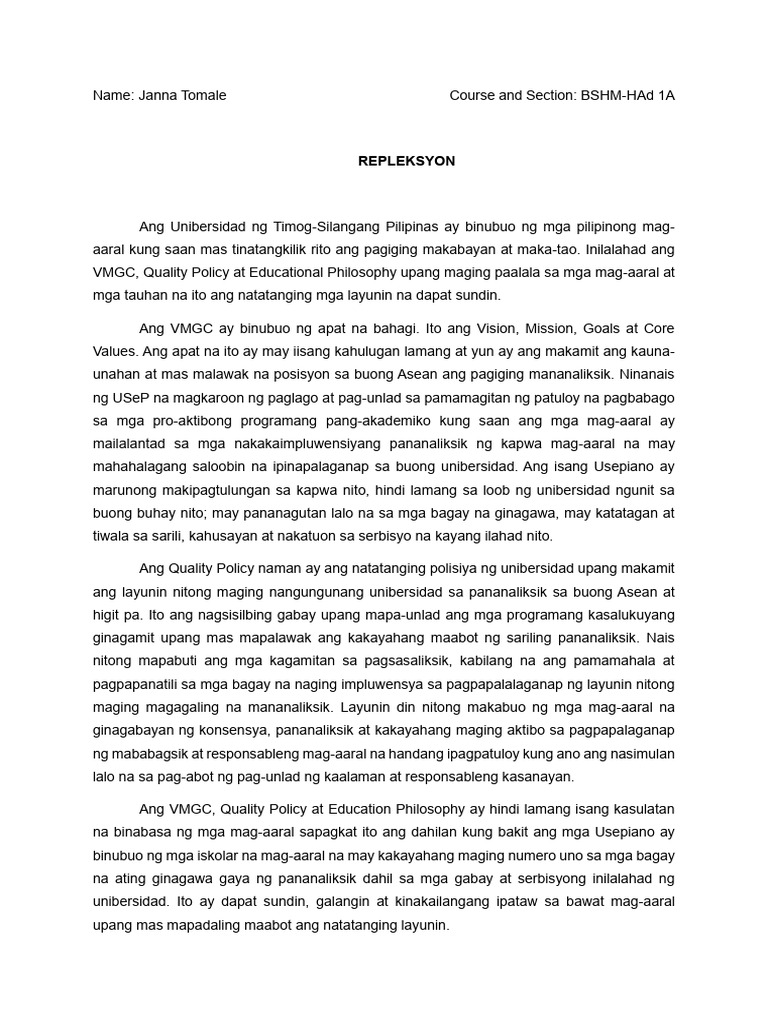 Repleksyon Tomale | PDF