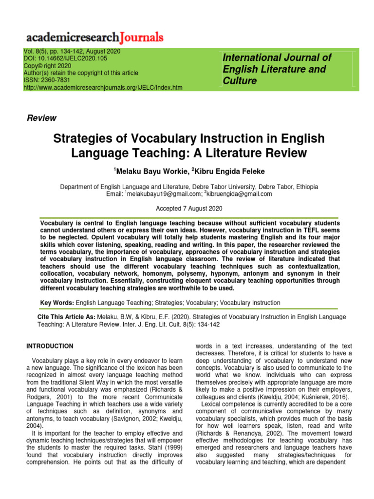 Melaku and Kibru Research Paper | PDF | Vocabulary | Lexicon