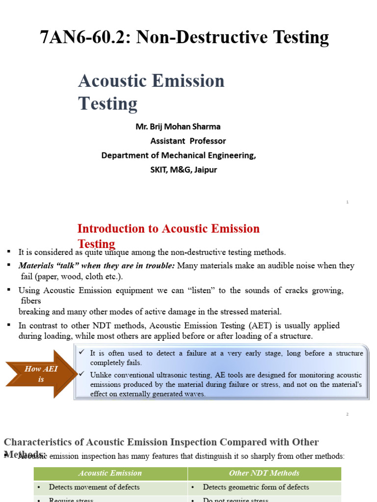 NDT - Acoustic Emission Testing | PDF | Waves | Fracture
