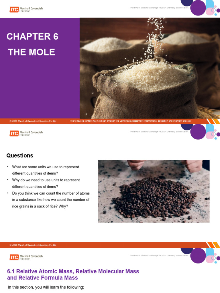 Mce Igcse Chemistry PPT c06 | PDF | Mole (Unit) | Gases