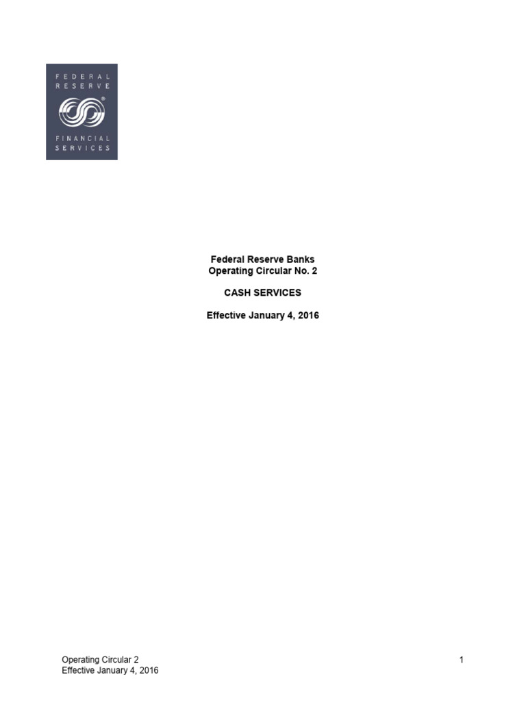 Operating Circular No. 2 - 010416-Operating-Circular-2 | PDF | Banks | Cash