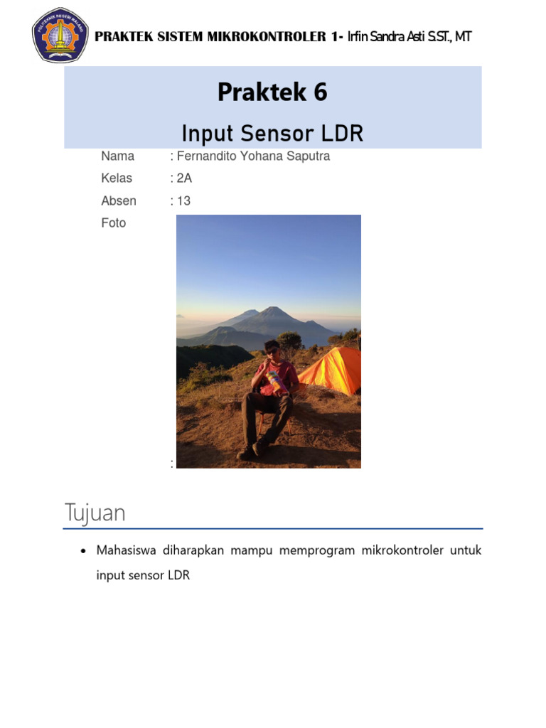 Jobsheet 6 - Input Sensor LDR | PDF
