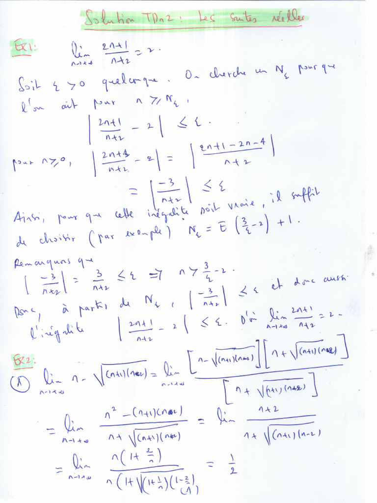 Sol TD2 Analyse1 20-21 | PDF