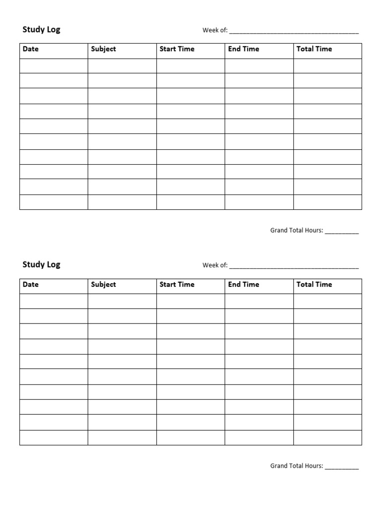 Study Log | PDF