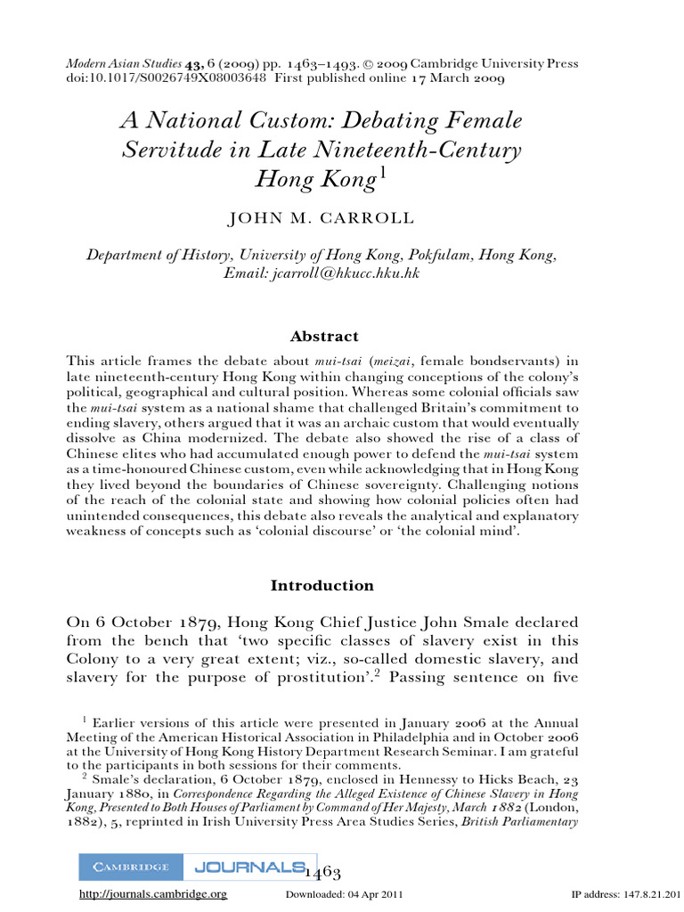 A National Custom - Debating Female Servitude in Late Nineteenth ...