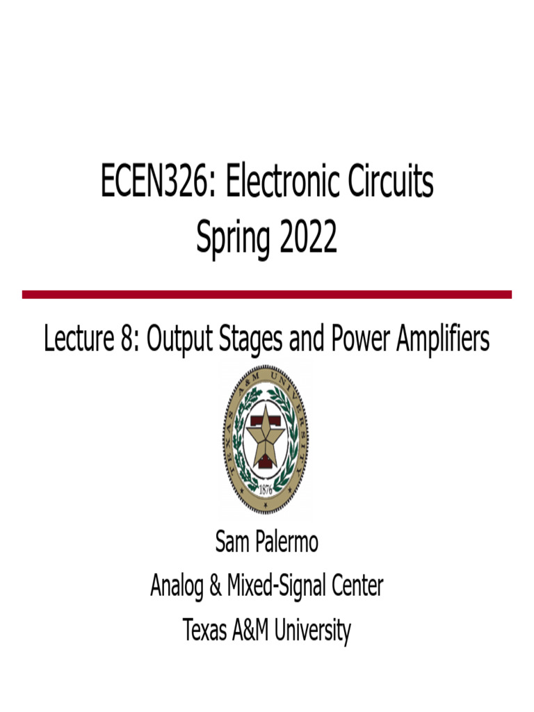 Lecture08 Ee326 Output Stages | PDF | Amplifier | Bipolar Junction Transistor