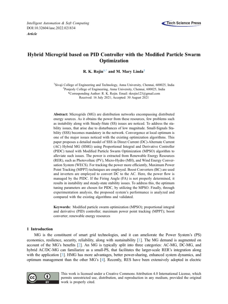 Hybrid Microgrid Based On PID Controller With The | PDF | Distributed Generation | Mathematical ...