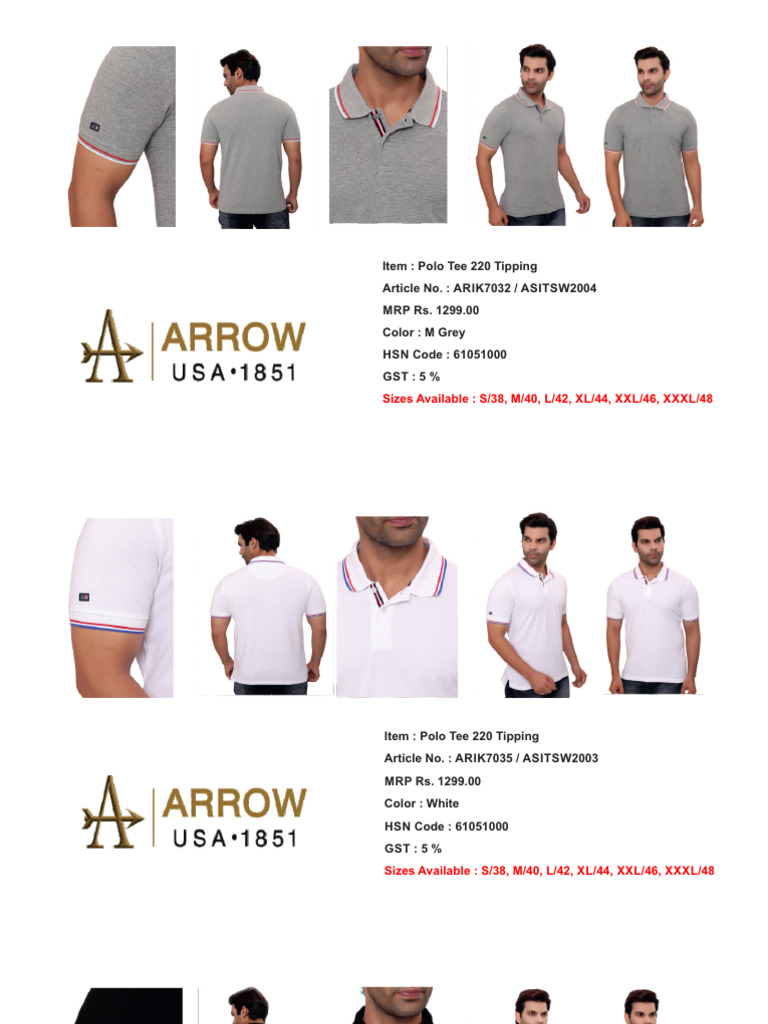 Arrow T-Shirt Catalogue PDF | PDF