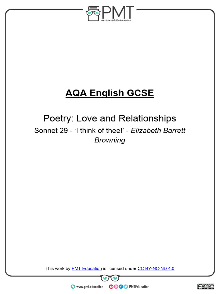 Sonnet 29 - Elizabeth Browning | PDF | Poetry | Sonnets