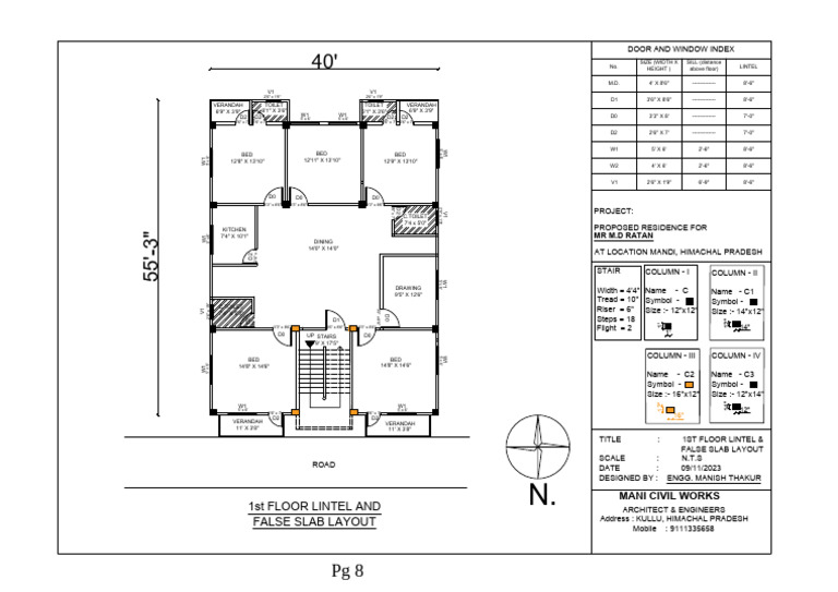1St Floor Lintel and False Slab Layout: Mani Civil Works | PDF | Stairs ...