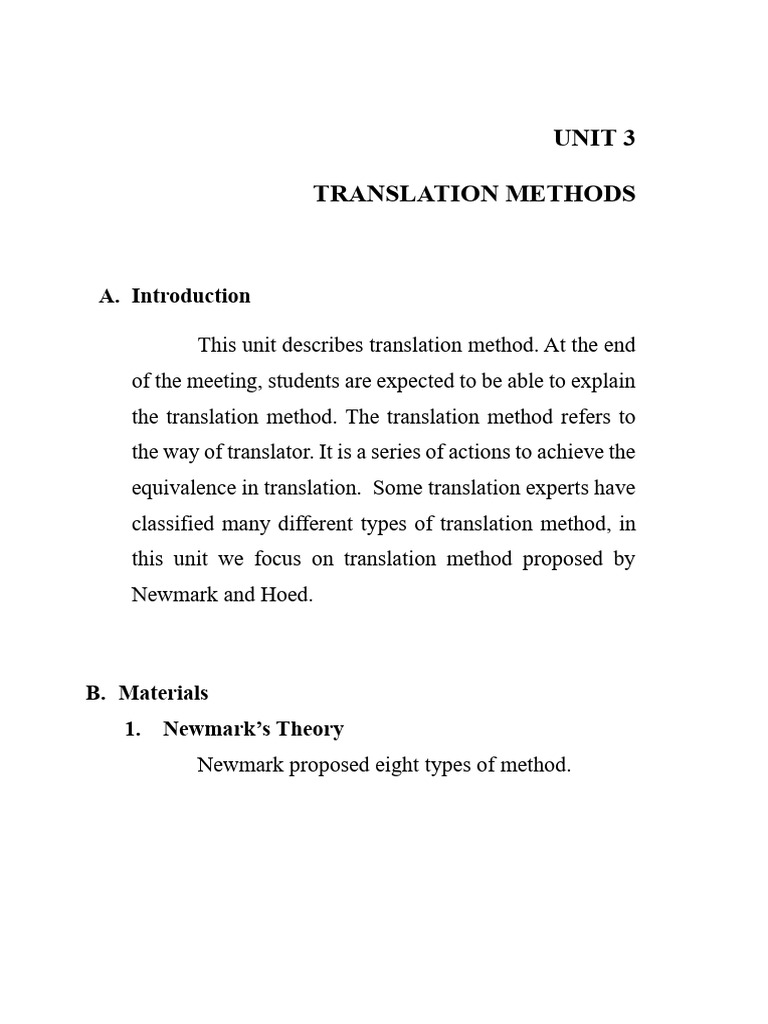 Newmark and Hoed Translation Methods | PDF | Translations | Idiom