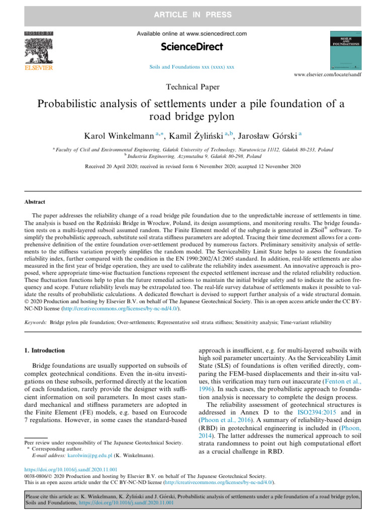 Probabilistic Analysis of Settlements Under A Pile | PDF | Reliability Engineering | Deep Foundation