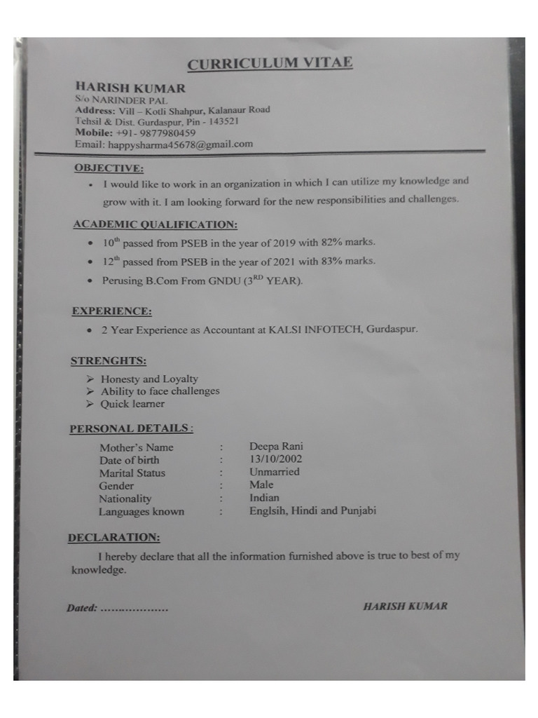 Harish Kumar Resume | PDF