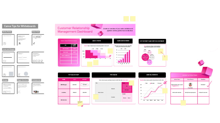 CRM Dashboard Team Whiteboard in Pink Black Tactile 3D Style | PDF | Computing | Software