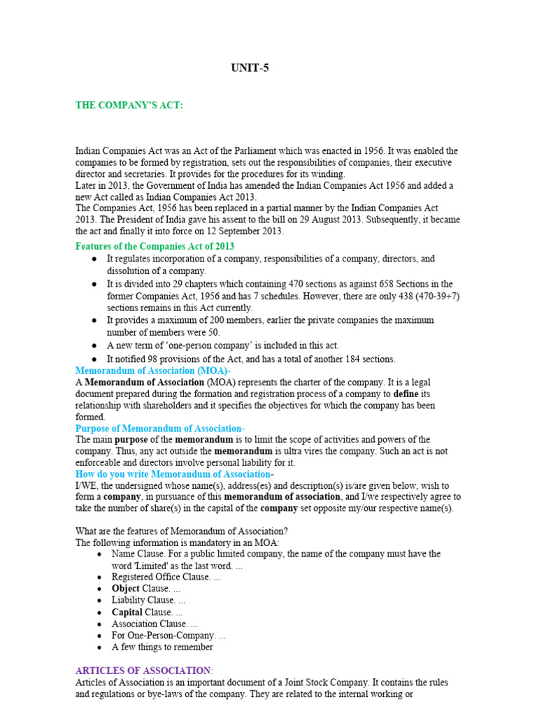 Unit No. 5 - COI Notes | PDF | Liquidation | Stocks