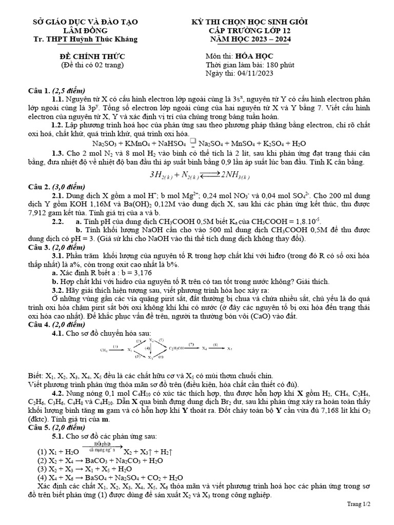 HSG 12 THPT HTK 2023 2024 | PDF