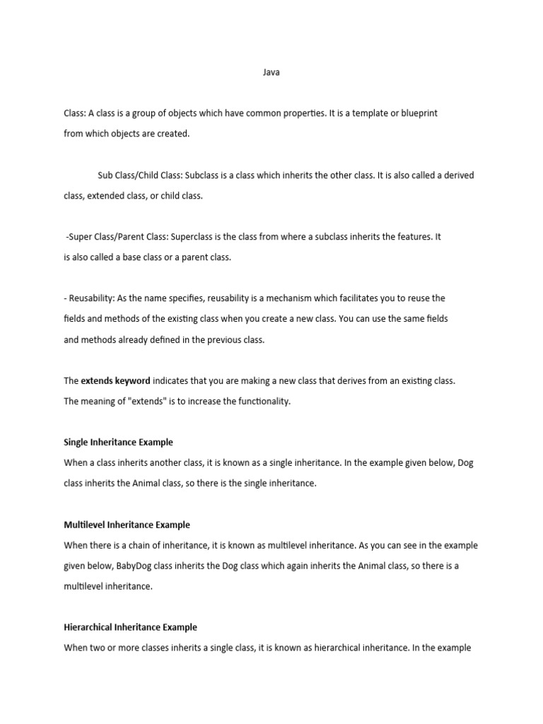 Java Pdf Inheritance Object Oriented Programming Method Computer Programming