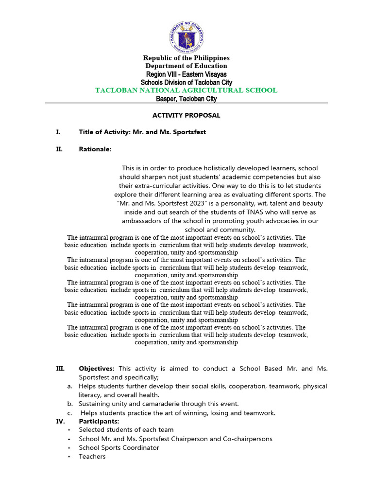 INtramurals Activity Proposal | PDF