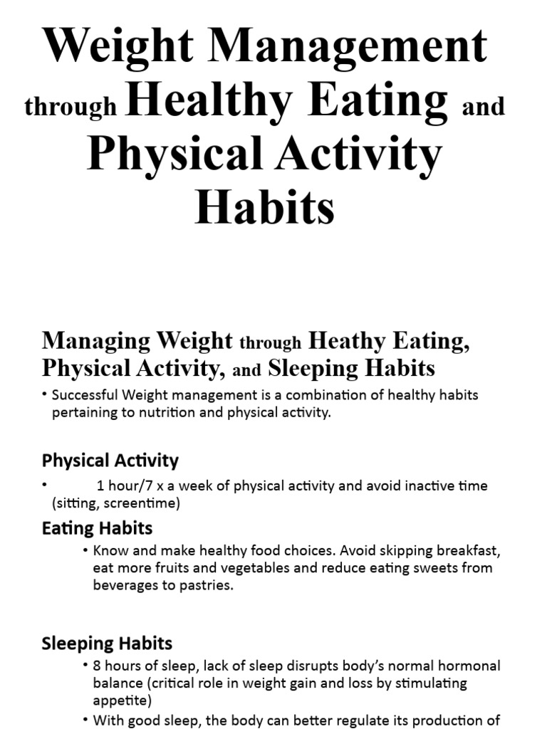 Weight Management Through Healthy Eating and Physical Activity | PDF ...