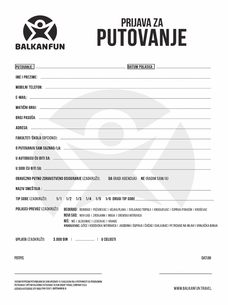 Univerzalni Prijavni List 2022 | PDF