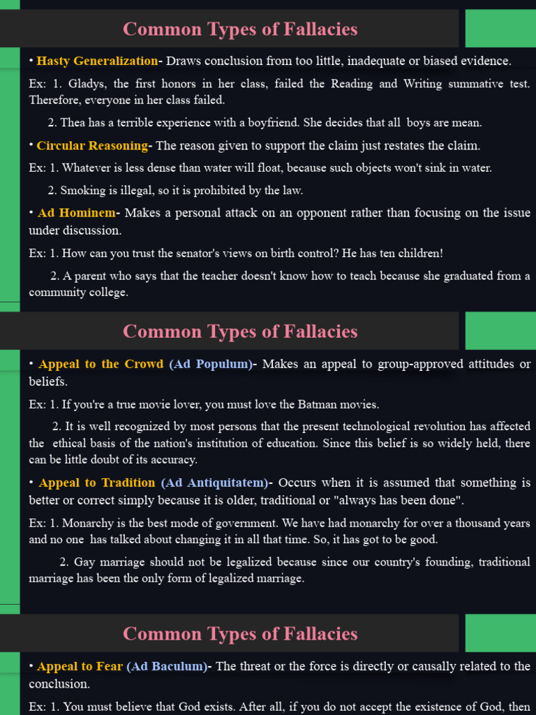 Common Types of Fallacies | PDF | Logic