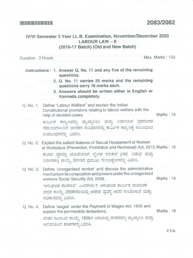 Labour Law-II December 2020 | PDF