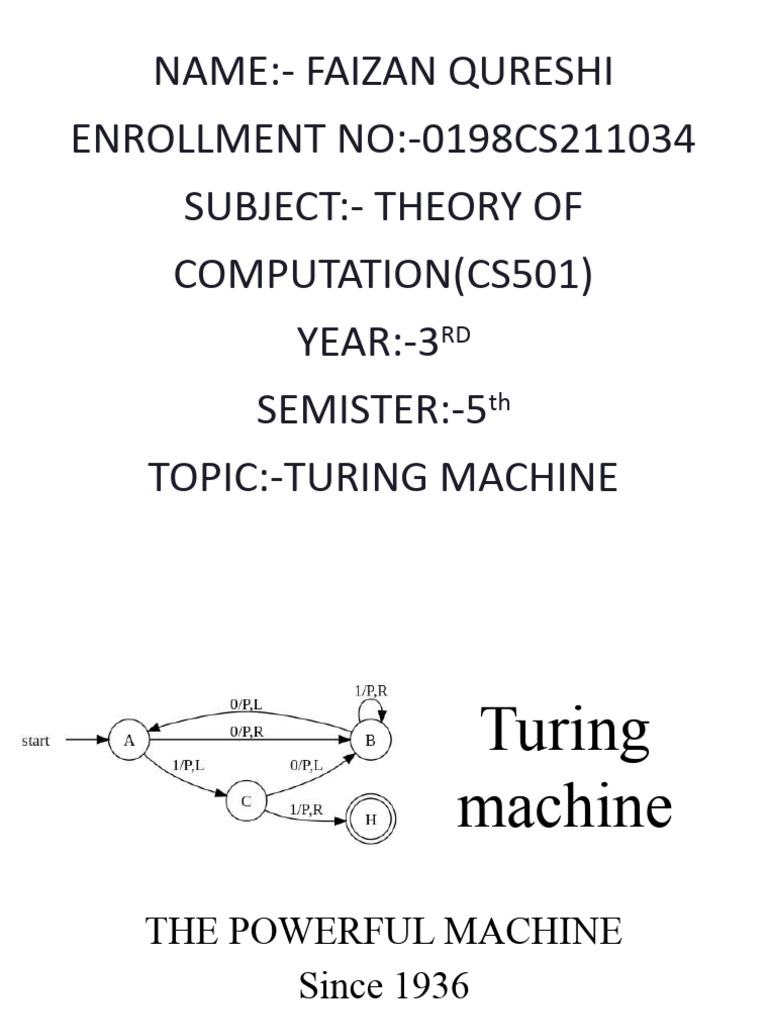 Turing Machine | PDF | Teaching Methods & Materials | Technology ...