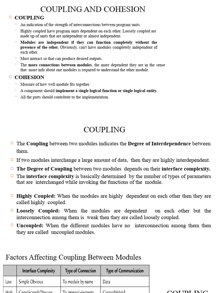 3.3 - Coupling and Cohesion | PDF | Modular Programming | Component ...