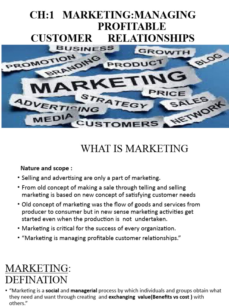 Ca112d - PPT Lecture 1 and 2 Chapter 1 Marketing Is Managing Profitable CR | PDF | Marketing ...