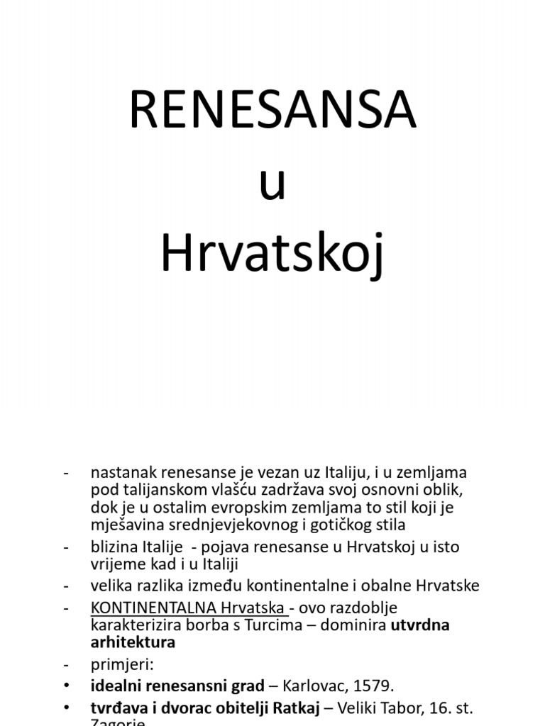 Renesansa U Hrvatskoj | PDF