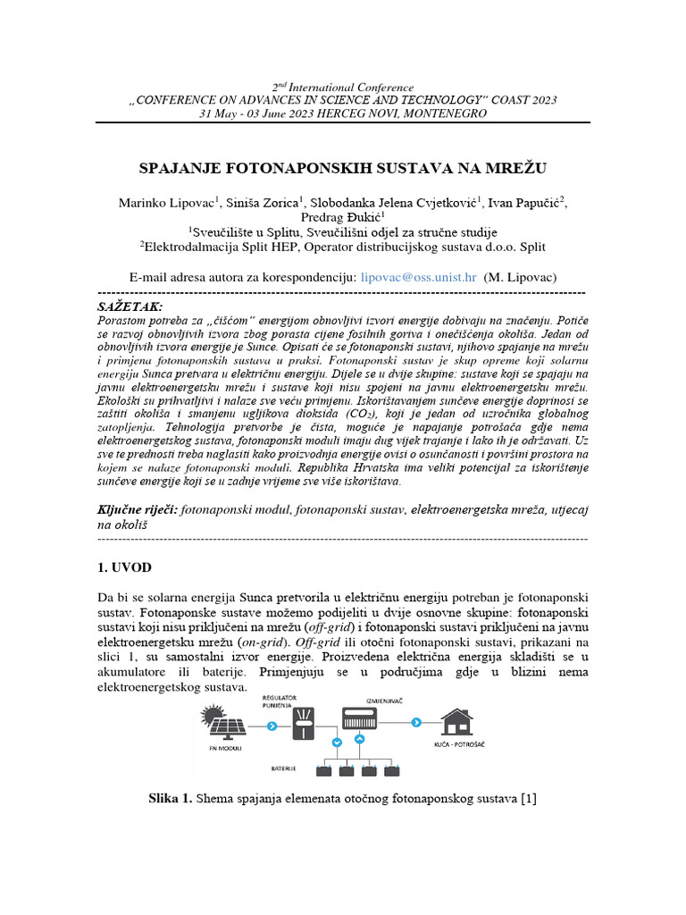 Spajanje Fotonaponskih Sustava Na Mrežu | PDF