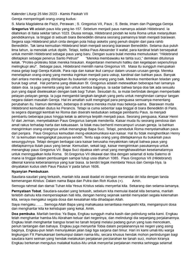 Doa Lingkungan 250523 | PDF