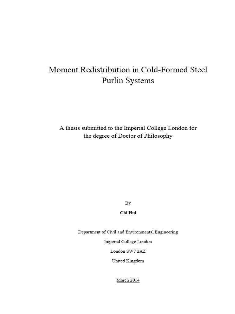 Moment Redistribution in Cold Formed Steel Purlin Systems | PDF ...