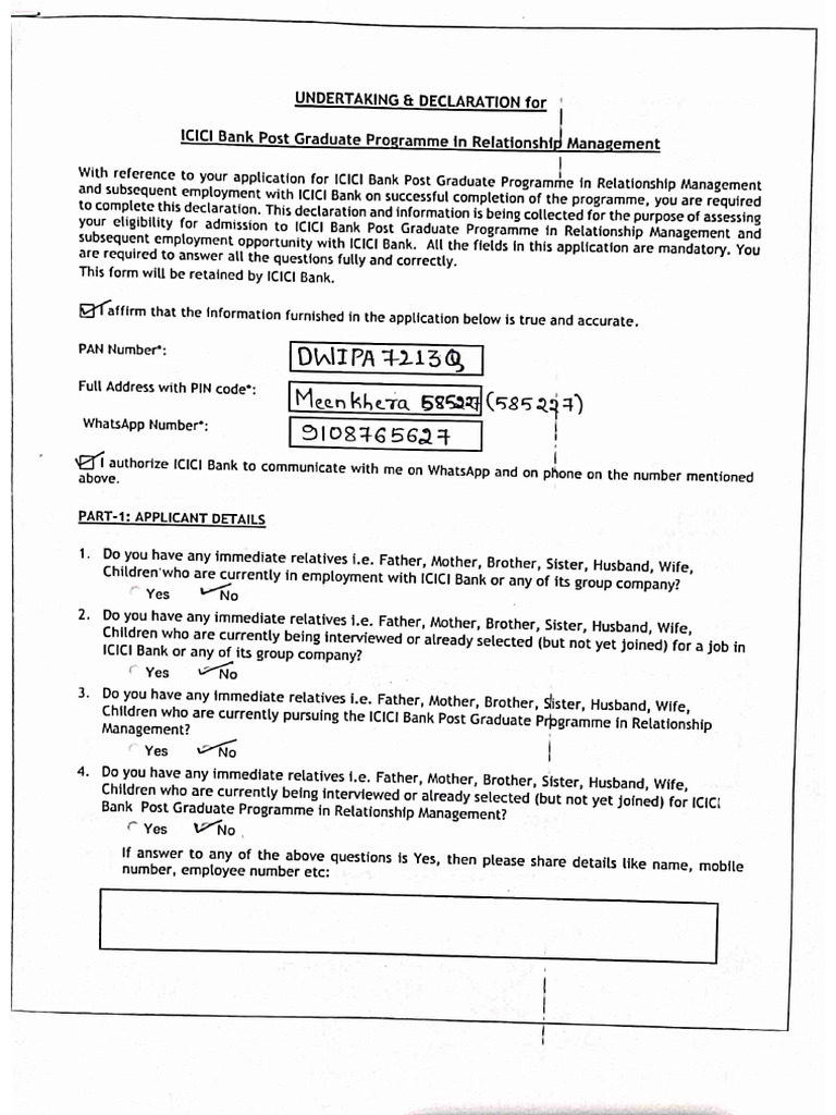 Pre Employment Undertaking Form | PDF