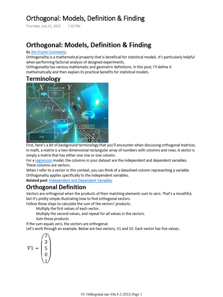 03.orthogonal Models, Definition & Finding | Download Free PDF | Multicollinearity | Matrix ...