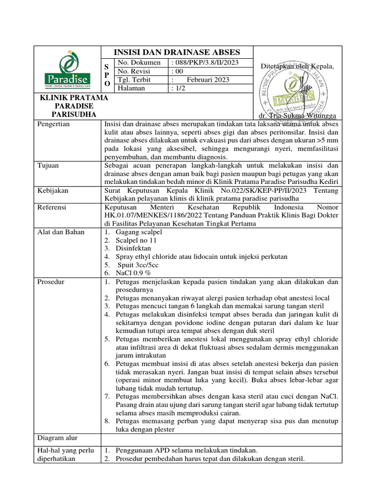Spo Insisi Dan Drainase Abses | PDF