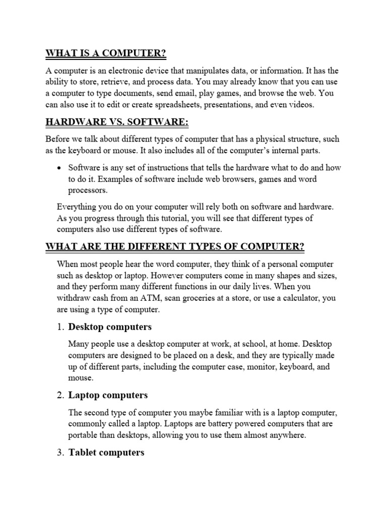 What Is A Computer | PDF | Computer Keyboard | Tablet Computer