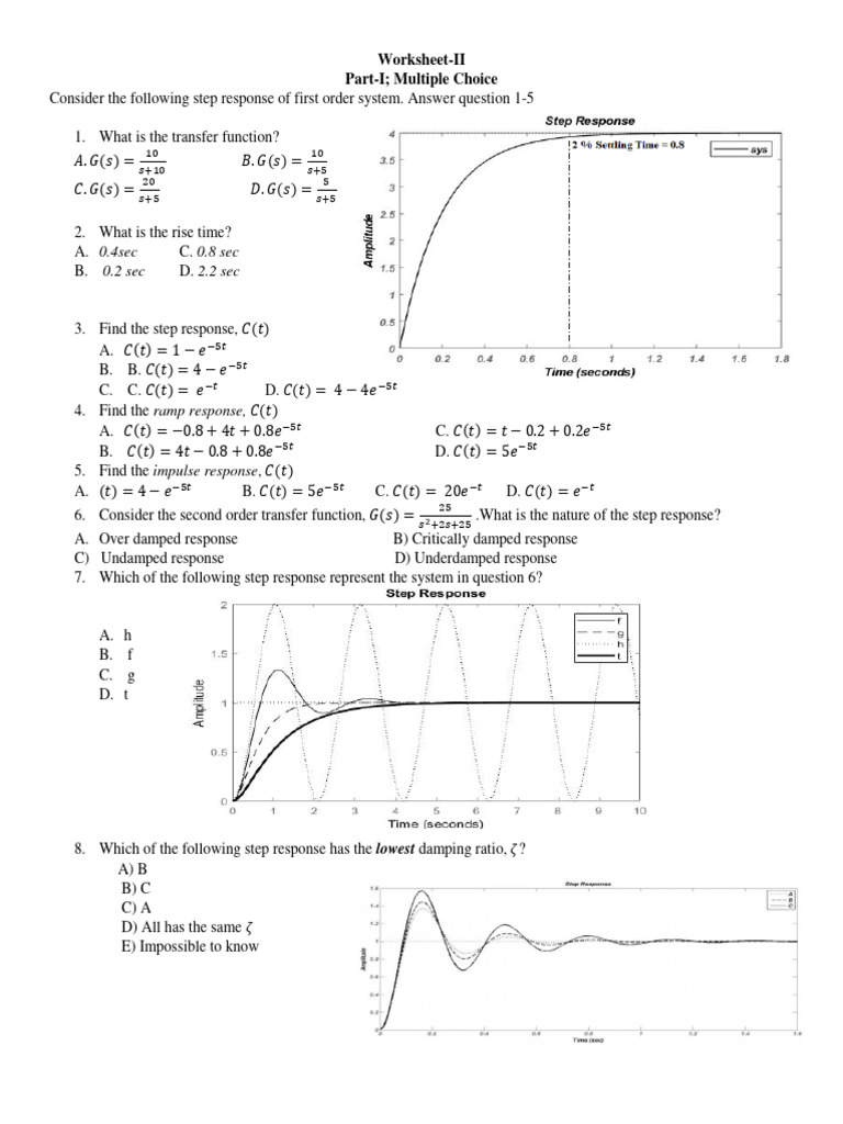 Worksheet II | PDF | Control Theory | Damping