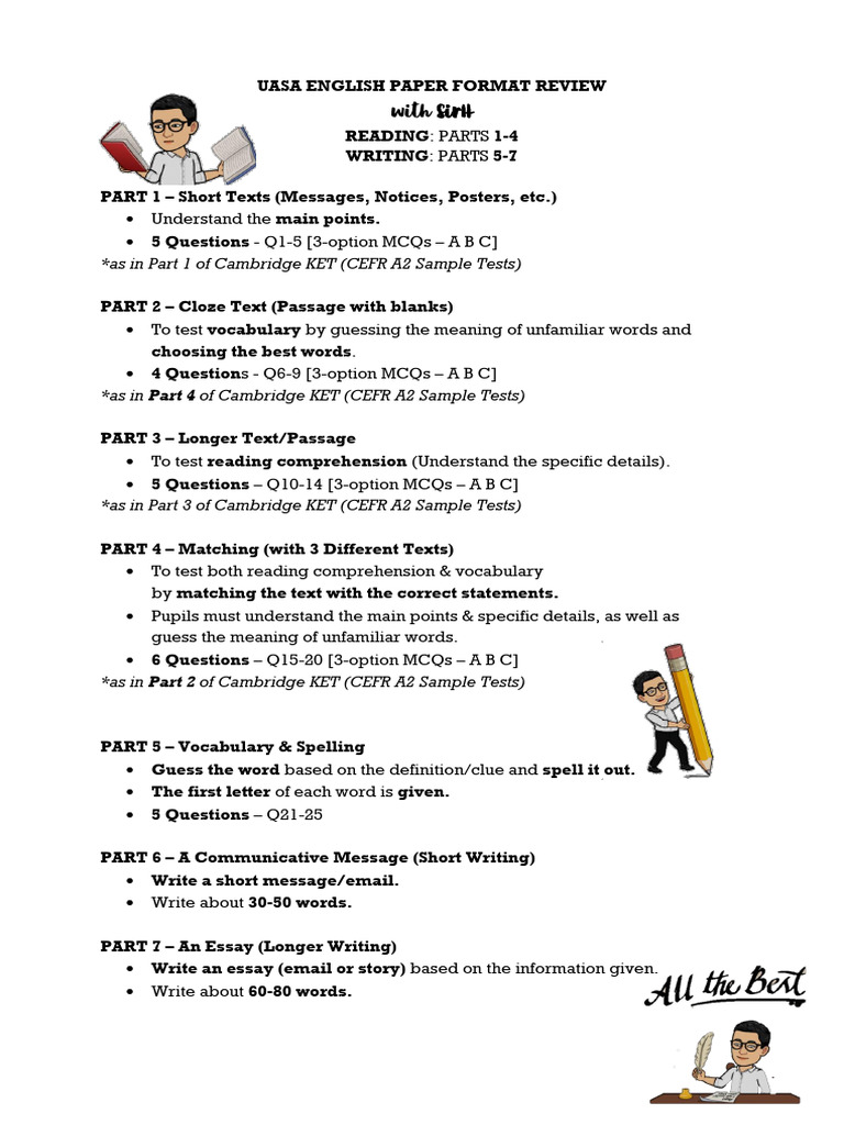 Uasa Format 2022 (Bahasa Inggeris Sekolah Rendah) | PDF
