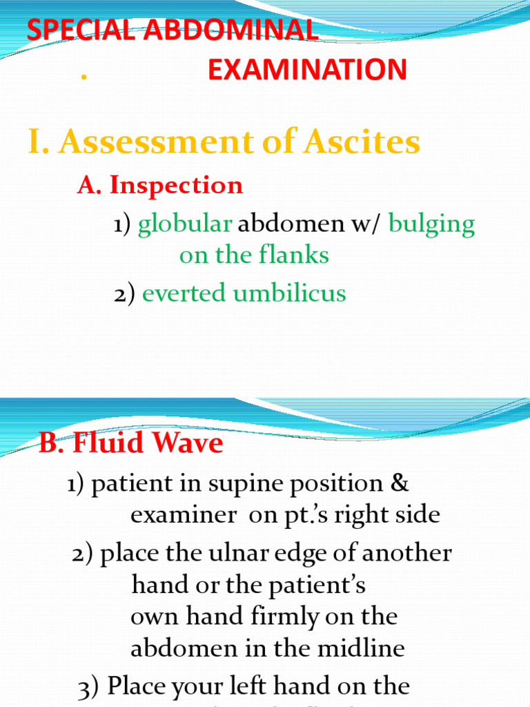 Abdominal Exam: Ascites, Appendicitis, Cholecystitis | PDF | Anatomical ...