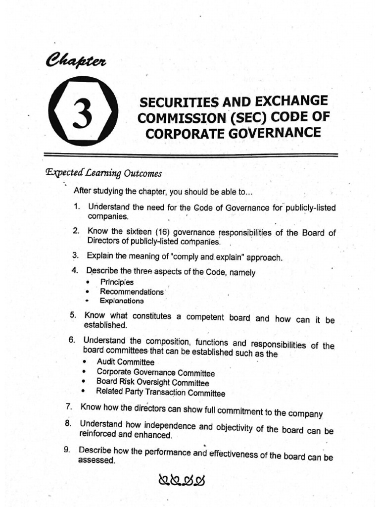 Chapter 03 Securities and Exchange Commission (SEC) Code of Corporate ...