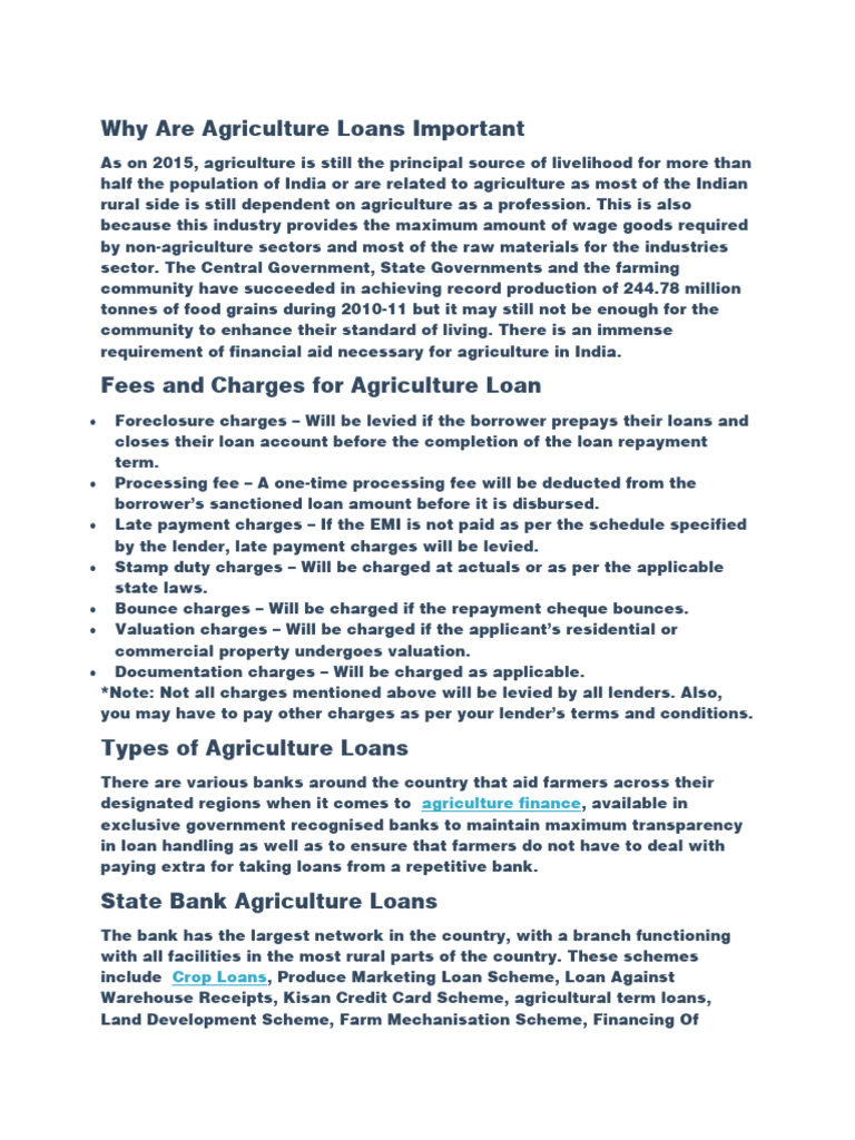 Agriculture Loans | PDF | Loans | Interest