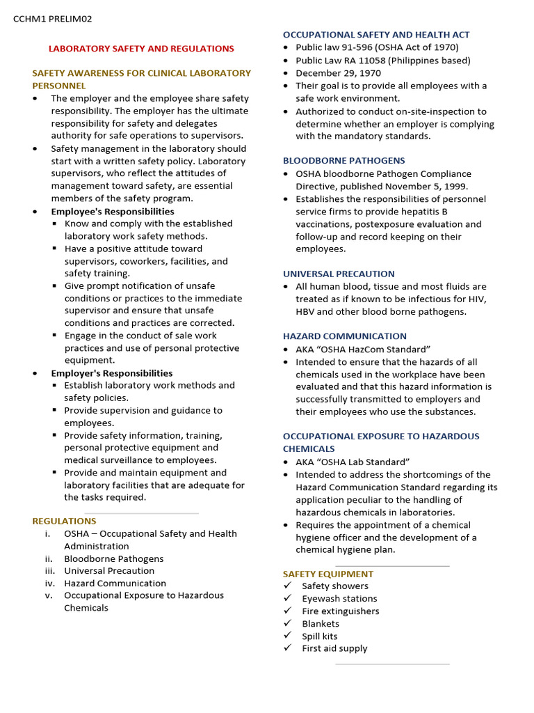 01 Laboratory Regulations + Post Lab | PDF