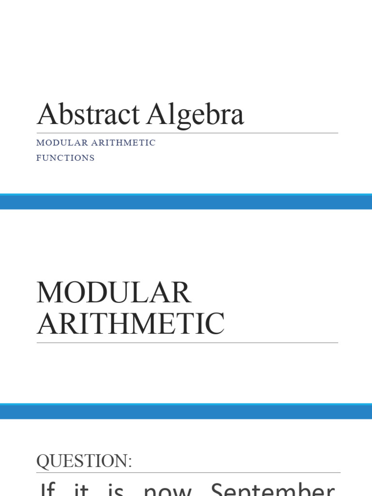 Topic 3 Modular Arithmetic Pdf